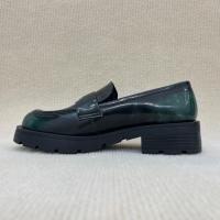 China Fashion Green Platform Loafers Modern Leather Platform Loafers for sale