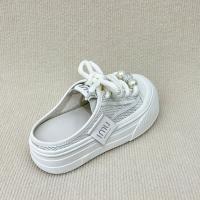 China Comfort Womens White Mules Canvas Platform Shoes With Lace Up for sale