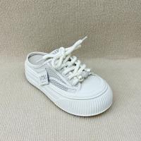 China Comfort Womens White Mules Canvas Platform Shoes With Lace Up for sale