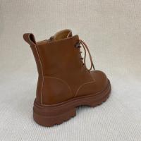China Anti Slip Brown Ankle Boots Women With Zip Ladies Brown Ankle Boots for sale