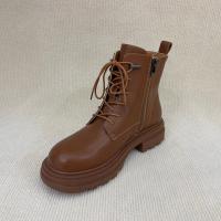 China Anti Slip Brown Ankle Boots Women With Zip Ladies Brown Ankle Boots for sale