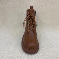 China Anti Slip Brown Ankle Boots Women With Zip Ladies Brown Ankle Boots for sale