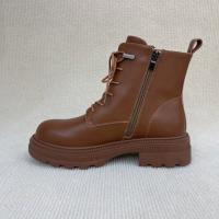 China Anti Slip Brown Ankle Boots Women With Zip Ladies Brown Ankle Boots for sale