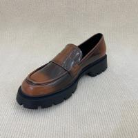 China Microfiber Brown Platform Loafers Women Casual Leather Platform Loafers for sale