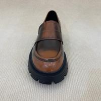 China Microfiber Brown Platform Loafers Women Casual Leather Platform Loafers for sale