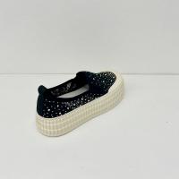 China Women Black Breathable Espadrilles Sneakers With Pearls On And Low Top for sale
