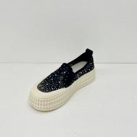 China Women Black Breathable Espadrilles Sneakers With Pearls On And Low Top for sale