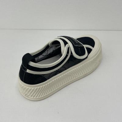 China OEM Black Canvas Trainers Womens Rubber Outsole Wide Fit Canvas Trainers for sale