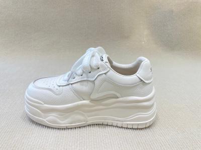 China Autumn White Canvas Trainers Heightening Womens White Leather Casual Sneakers for sale