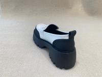 China Black White Thick Sole Loafers Womens British Style Thick Soled Leather Loafers for sale