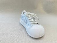 China Heightening Sneakers PU White Leather Espadrilles With Pearl Flower for sale