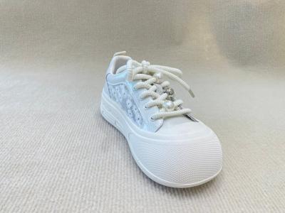 China Heightening Sneakers PU White Leather Espadrilles With Pearl Flower for sale