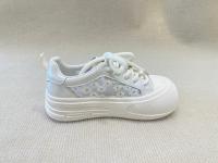 China Heightening Sneakers PU White Leather Espadrilles With Pearl Flower for sale