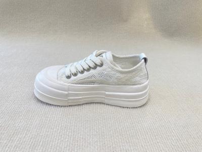 China OEM ODM White Leather Casual Sneakers Lace Up 35-40 China Size for sale