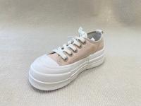 China Women pink espadrilles with breathable mesh upper and lacing high top for sale