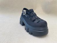 China Genuine Leather Womens Black Platform Sandals Heightening for sale