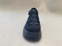 China Genuine Leather Womens Black Platform Sandals Heightening for sale