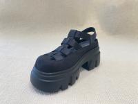 China Genuine Leather Womens Black Platform Sandals Heightening for sale