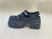 China Belt Buckle Braided Black Platform Sandals Bowhead Hollow Out And Foam Outsole for sale