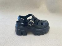 China Belt Buckle Braided Black Platform Sandals Bowhead Hollow Out And Foam Outsole for sale