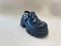 China Belt Buckle Braided Black Platform Sandals Bowhead Hollow Out And Foam Outsole for sale