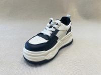 China Black White Women'S High Top Sneakers Genuine Leather Breathable Mesh for sale