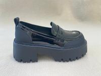 China Ladies Thick Heel Mules Low Cut Bright Surface Womens Heeled Mules for sale