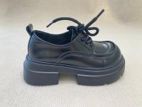 China All Black Lace Up Mule Shoes Loafers for sale