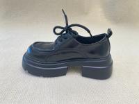 China All Black Lace Up Mule Shoes Loafers for sale