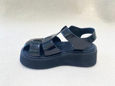 China Fashion Black Velvet Platform Sandals Bright Surface Summer for sale