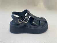 China Fashion Black Velvet Platform Sandals Bright Surface Summer for sale