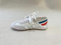 China Women comfort and flat sneakers with color bar and lace up running shoes for sale
