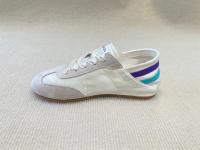 China Women flat satin sneakers with color bars and breathable with lace shoelace for sale