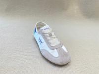 China Women flat satin sneakers with color bars and breathable with lace shoelace for sale