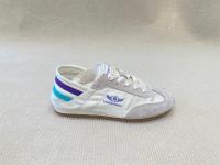 China Women flat satin sneakers with color bars and breathable with lace shoelace for sale