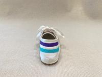 China Women flat satin sneakers with color bars and breathable with lace shoelace for sale