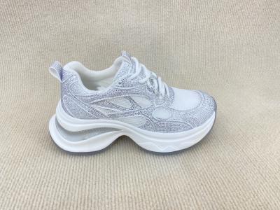 China Women thick-bottom rhine-drill breathable mesh sport shoes hollow surface in summer for sale