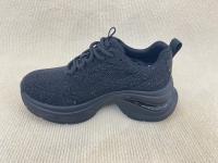 China Black Ladies Bling Trainers Pigskin Insole Rhinestone Sneaker for sale