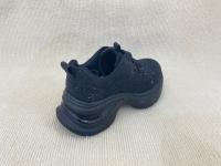 China Black Ladies Bling Trainers Pigskin Insole Rhinestone Sneaker for sale