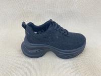 China Black Ladies Bling Trainers Pigskin Insole Rhinestone Sneaker for sale