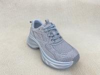 China Women fashion sport shoes with bling rhinestone breathable upper grey black for sale