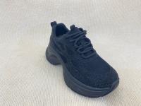 China Comfort Black Rhinestone Sneakers Breathable Upper Blinged Out Sneakers for sale