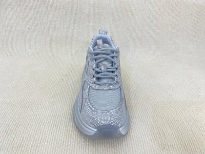 China Women fashion walking shoes with bling rhinestone breathable upper grey for sale