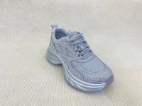 China Women fashion walking shoes with bling rhinestone breathable upper grey for sale