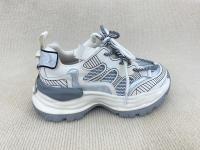 China Women white fashion sneakers with mesh upper authentic leather and lacing for sale