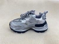 China Fashion Comfort Sneakers With Mesh Upper Authentic Leather And Lacing Silver for sale