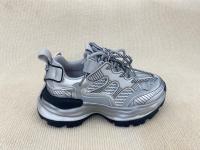 China Fashion Comfort Sneakers With Mesh Upper Authentic Leather And Lacing Silver for sale