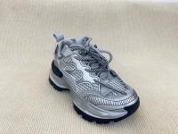 China Fashion Comfort Sneakers With Mesh Upper Authentic Leather And Lacing Silver for sale