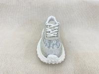 China Women white leather sneakers with bling crystal and breathable lace mesh heightening for sale