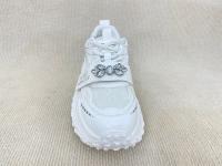 China Women white flat fashion sneakers with paillette crystal breathable mesh and low cut for sale